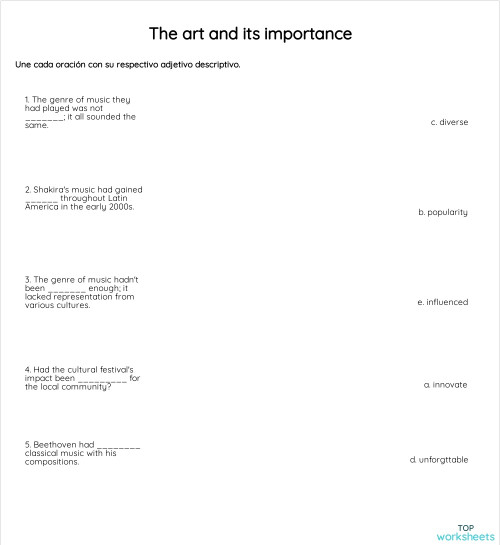 The World of Art. Interactive worksheet | TopWorksheets