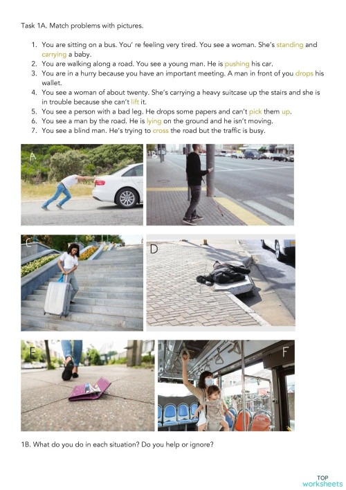 How to offer help. Interactive worksheet | TopWorksheets