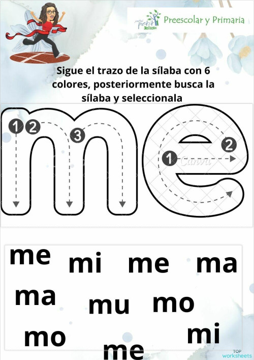Traza la silaba "ma". Ficha interactiva | TopWorksheets