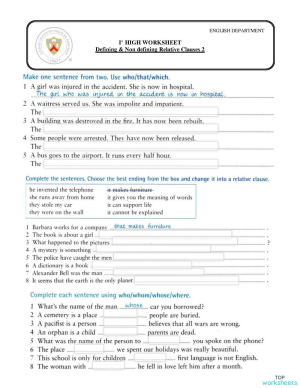 I° Grade Defining & Non defining relative clauses 2. Interactive ...