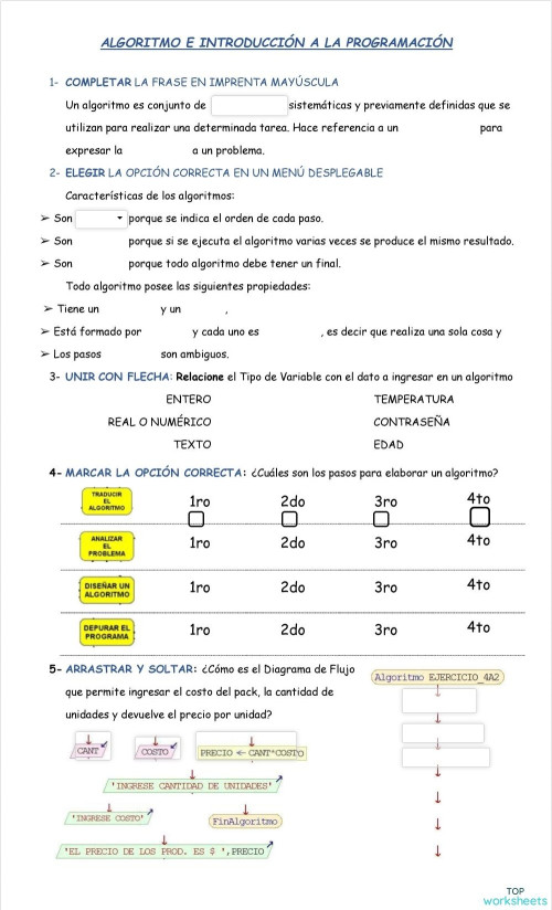 Secundaria: fichas interactivas y ejercicios online | TopWorksheets