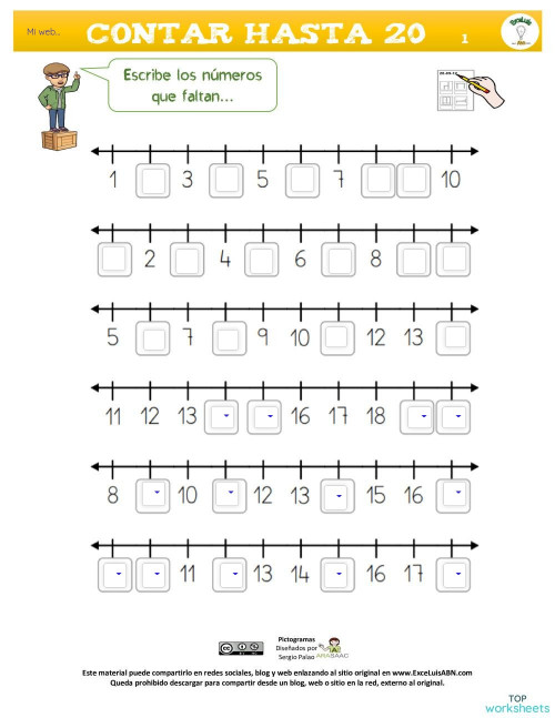 Contar hasta 20 . Ficha interactiva | TopWorksheets