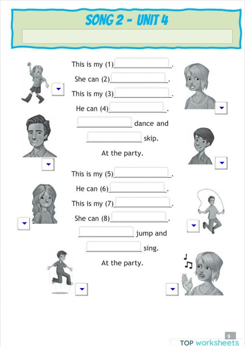 1º song 2 - unit 4. Interactive worksheet | TopWorksheets