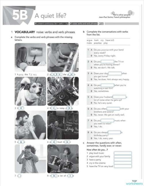 5B- A QUIET LIFE? - EFELEM. Interactive worksheet | TopWorksheets