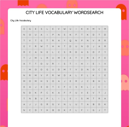 CITY LIFE VOCABULARY WORDSEARCH. Interactive worksheet | TopWorksheets
