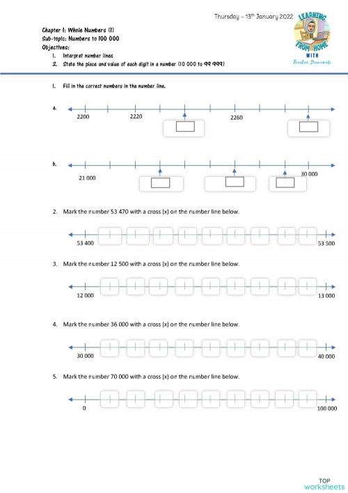 Number patterns and Number Lines. Interactive worksheet | TopWorksheets