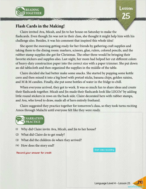 Lesson 25: Pg 243 Reading Together. Interactive worksheet | TopWorksheets