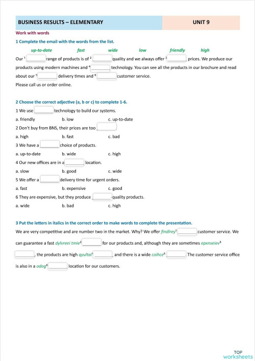 BR Ele_9.1. Interactive worksheet | TopWorksheets