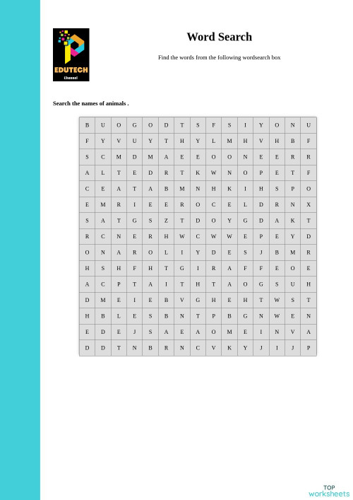 Word Search. Interactive worksheet | TopWorksheets