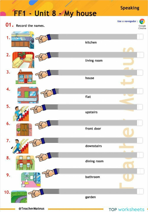 FF 1 - Unit 08 - 02 - My house - Speaking. Interactive worksheet ...
