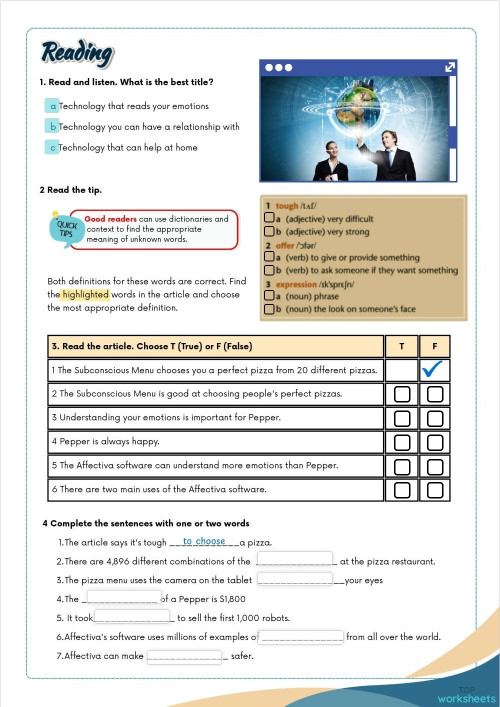 I.9 Reading Sharing problems (4th) Exam. Interactive worksheet ...