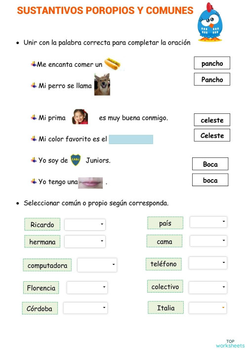 Sustantivos Ficha Interactiva Topworksheets – Bay Section
