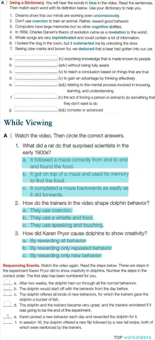 ALS 3 P.172 and 173. Interactive worksheet | TopWorksheets