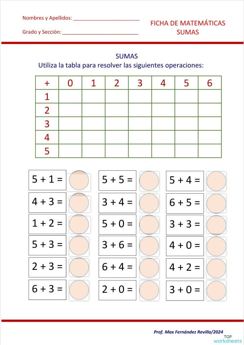 RESUELVE LAS SUMAS. Ficha interactiva | TopWorksheets