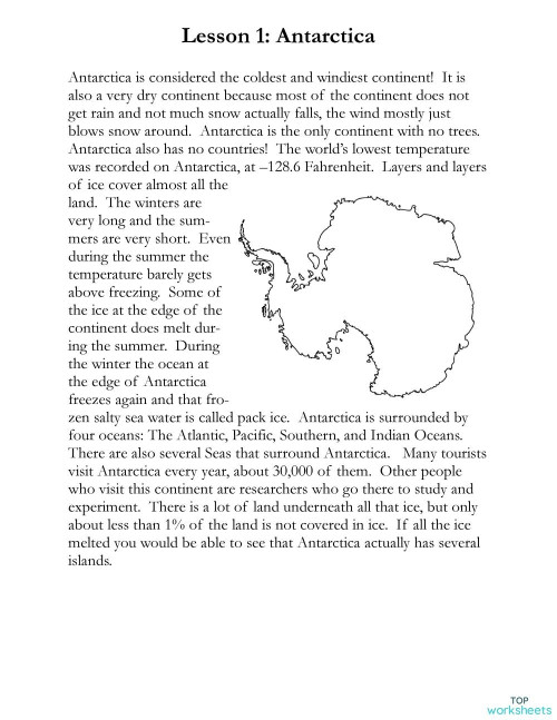 Antarctica. Interactive worksheet | TopWorksheets
