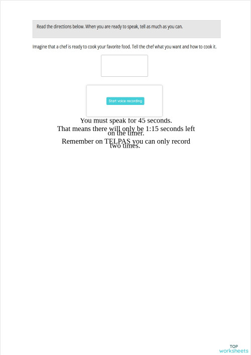 TELPAS Practice 2-Speaking. Interactive worksheet | TopWorksheets