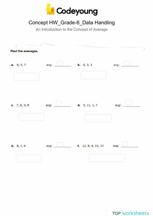 An Introduction to the Concept of Average Concept HW. Interactive ...
