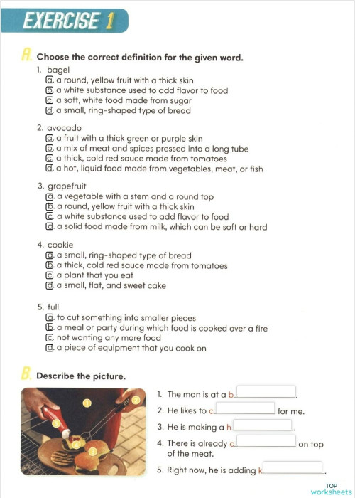 food 2 exercises. Interactive worksheet | TopWorksheets
