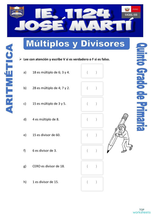 MULTIPLOS Y DIVISORES 3. Ficha interactiva | TopWorksheets