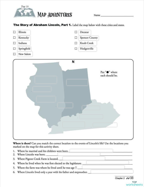 Map Adventures Pg 33-34. Interactive worksheet | TopWorksheets