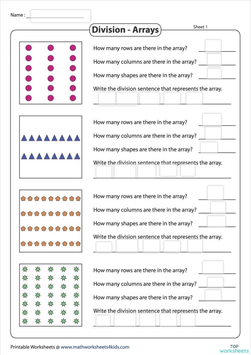 Division with Arrays. Interactive worksheet | TopWorksheets