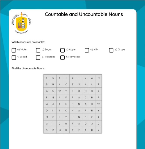 Countable and Uncountable Nouns. Interactive worksheet | TopWorksheets