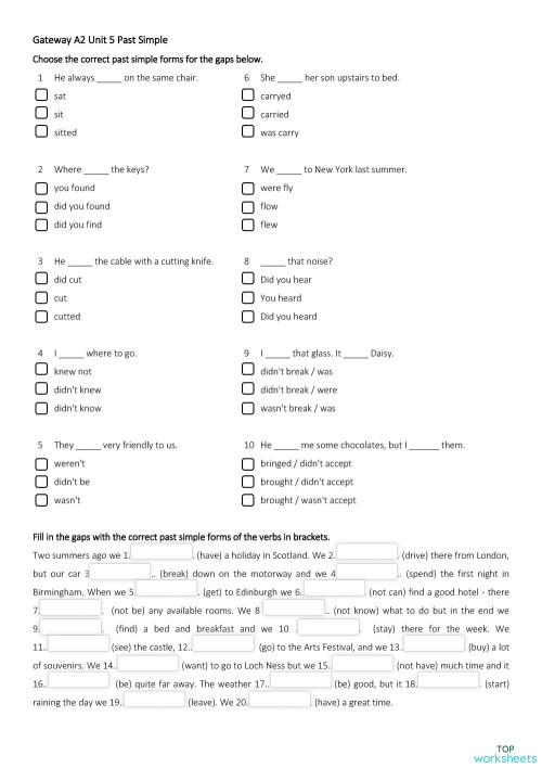 Tenses: interactive worksheets and online exercises | TopWorksheets