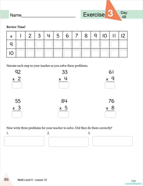 Lesson 10: Exercise 3 Pg 86. Interactive worksheet | TopWorksheets Lesson 10: Exercise 3 Pg 86. Interactive worksheet | TopWorksheets