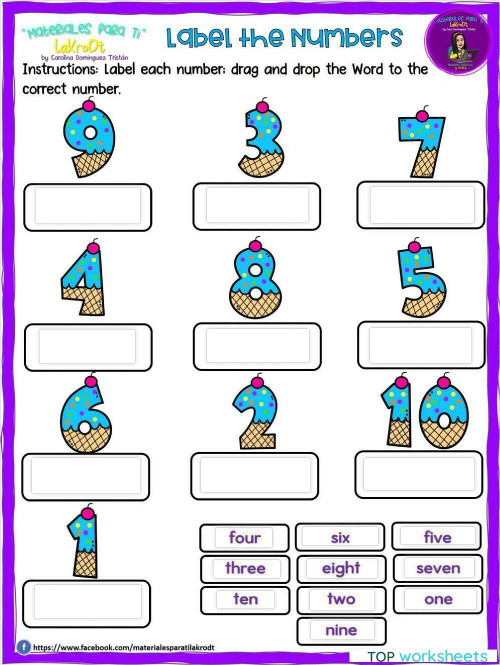 Label the numbers (1-10). Interactive worksheet | TopWorksheets