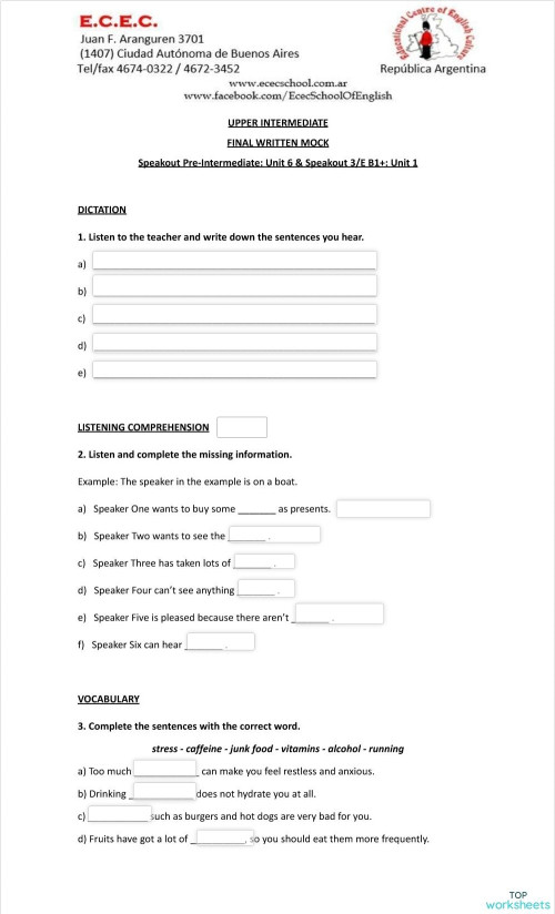 FINAL WRITTEN MOCK. Interactive worksheet | TopWorksheets