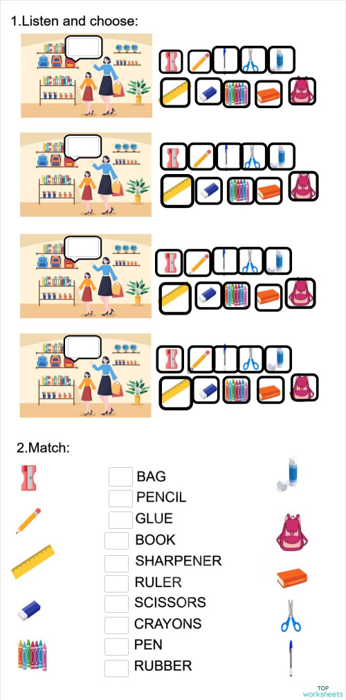 EN1_U1_school_material. Interactive worksheet | TopWorksheets