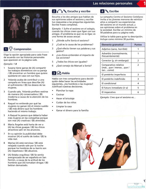 Relaciones personales 173. Ficha interactiva | TopWorksheets