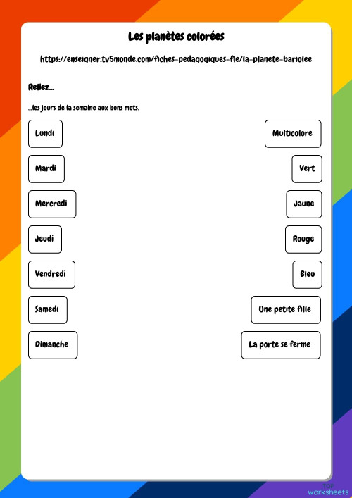 Les planètes colorées. Fiche interactive | TopWorksheets