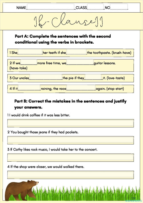 If-clause2. Interactive worksheet | TopWorksheets