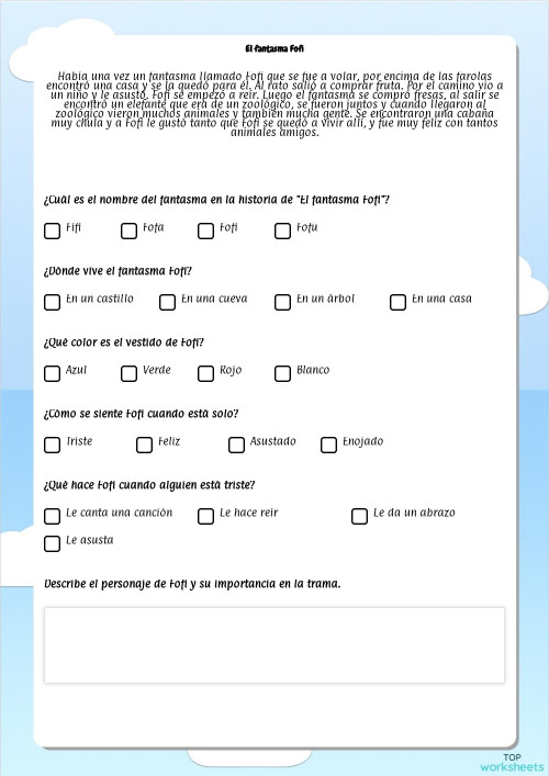 El fantasma Fofi. Ficha interactiva | TopWorksheets