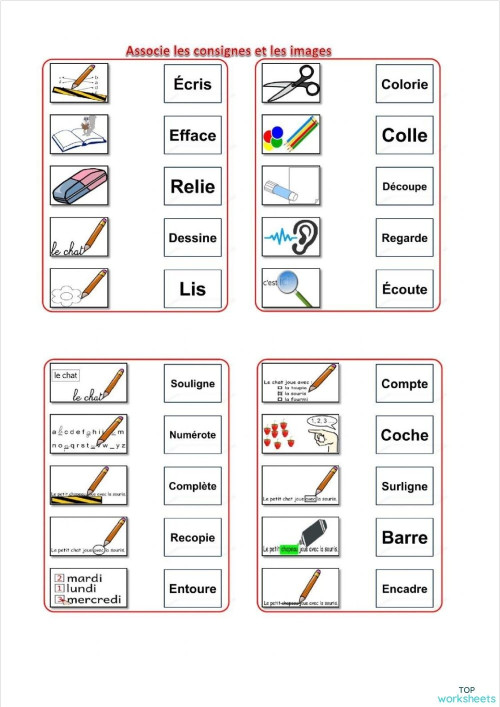Les consignes. Fiche interactive | TopWorksheets