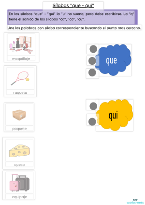 Sílabas: fichas interactivas y ejercicios online | TopWorksheets