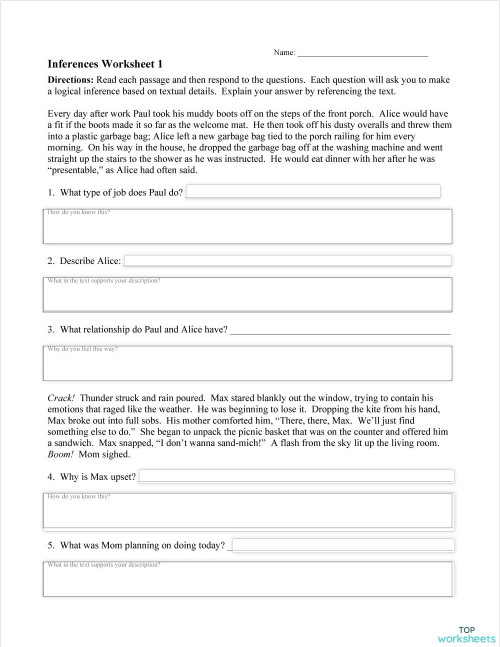 M3 Inference. Interactive worksheet | TopWorksheets