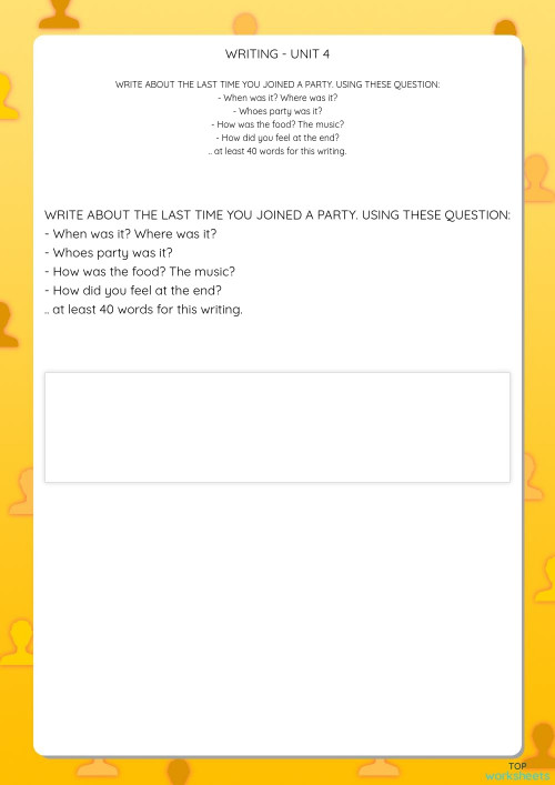 WRITING - UNIT 4. Interactive worksheet | TopWorksheets