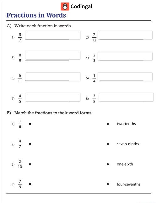M_G05T01_WC01_Writing Fractions in Words. Interactive worksheet ...