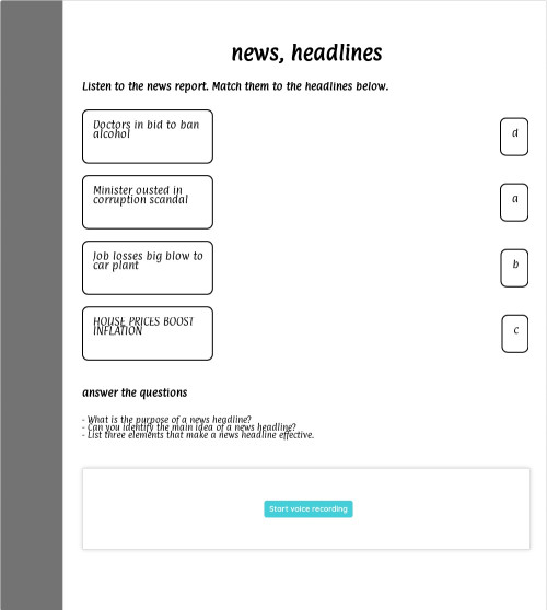 news, headlines. Interactive worksheet | TopWorksheets
