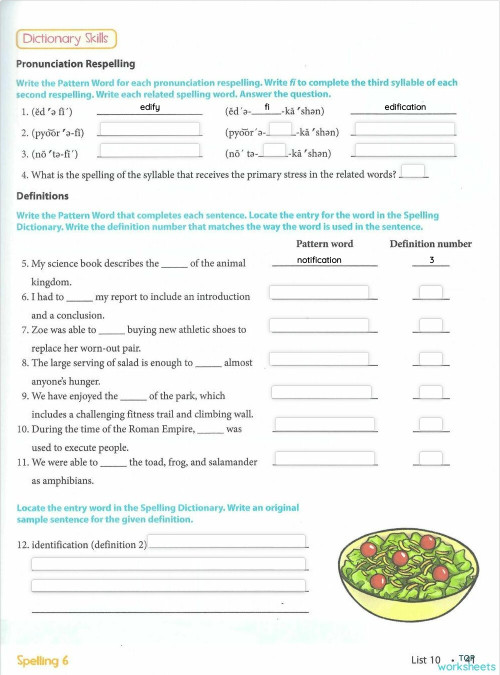 List 10: Dictionary Skills Pg 41. Interactive worksheet | TopWorksheets