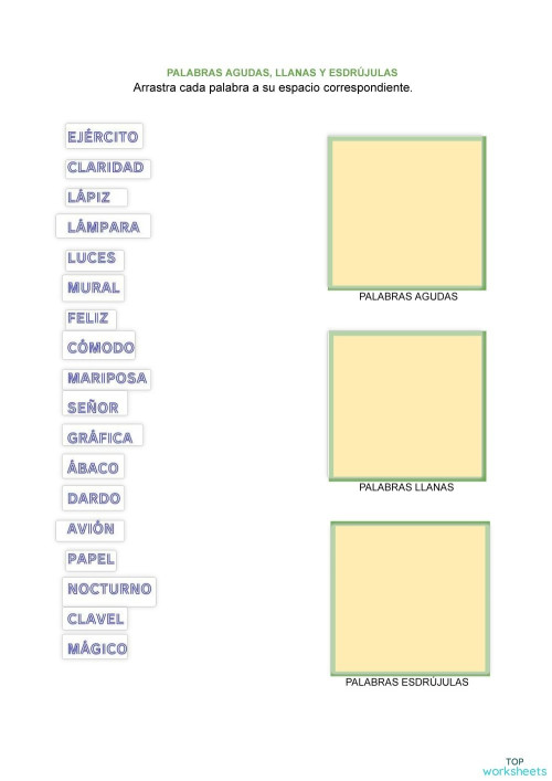Acentuación: fichas interactivas y ejercicios online | TopWorksheets