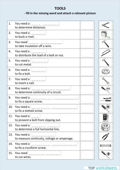 Tools - electrician - 1. Interactive worksheet | TopWorksheets
