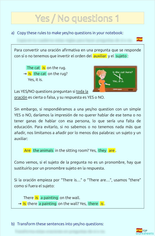 Yes-no questions: interactive worksheets and online exercises ...