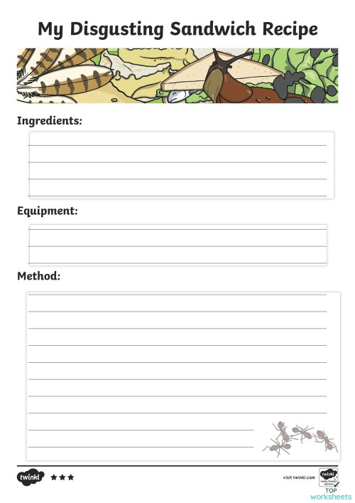 My Disgusting Sandwich Recipe Interactive Worksheet TopWorksheets my-disgusting-sandwich-recipe-interactive-worksheet-topworksheets