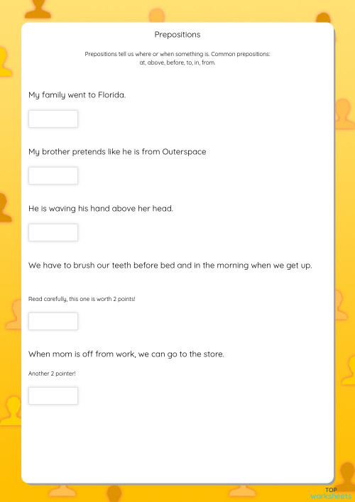 Prepositions. Interactive worksheet | TopWorksheets