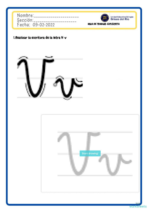 HOJA DE TRABAJO- LETRA V. Ficha interactiva | TopWorksheets