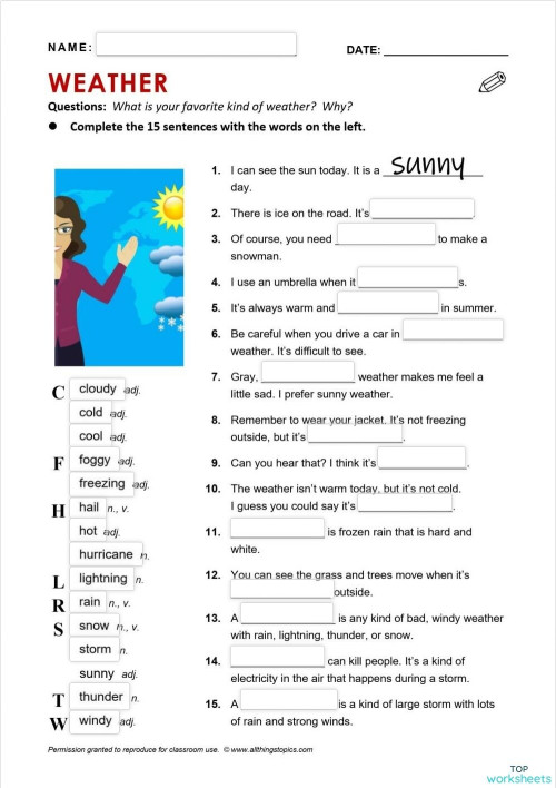 Weather Vocabulary. Interactive worksheet | TopWorksheets