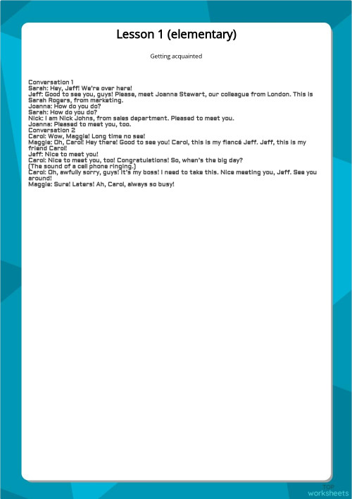 Lesson 1 (elementary). Interactive worksheet | TopWorksheets